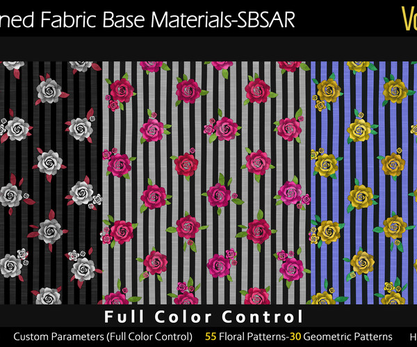 ArtStation - 85 Patterned Fabric Base Materials-SBSAR | Game Assets