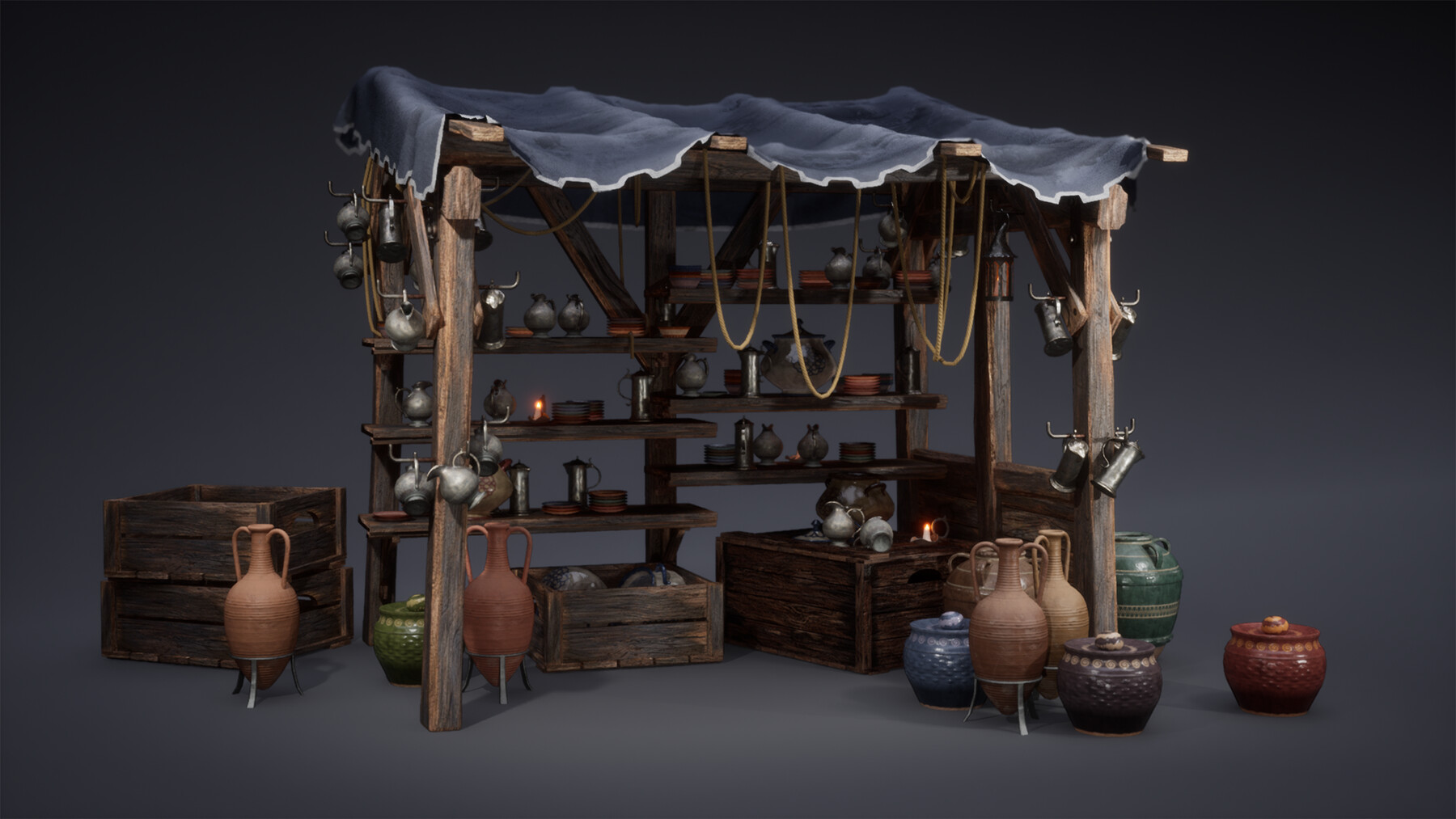 ArtStation - EXE Medieval Shop - Pottery Stands Pack | Game Assets