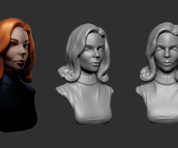 ArtStation - Anya Taylor -Joy Stylized bust ( The Queen's Gambit ) 3D ...