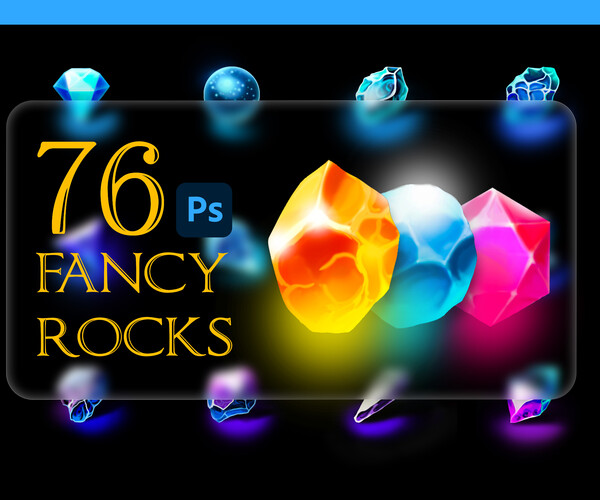 ArtStation - fancy rocks pack-76 original rocks in 2 modes | Game Assets