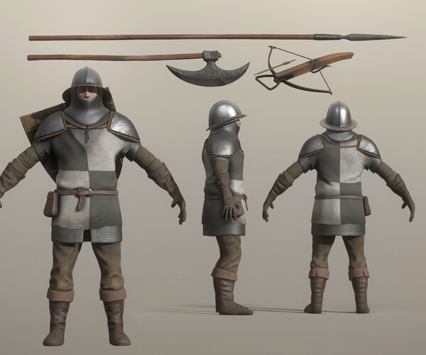 ArtStation - Lowpoly Medieval Soldier Weapon and Armor Pack | Game Assets