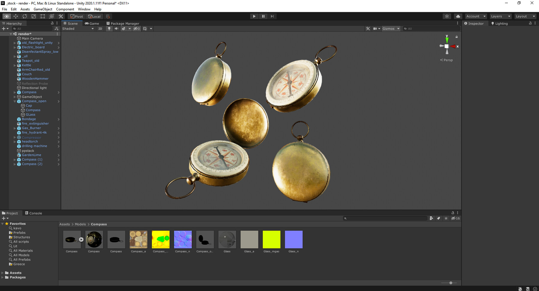 ArtStation - Vintage gold antique PBR compass | Game Assets