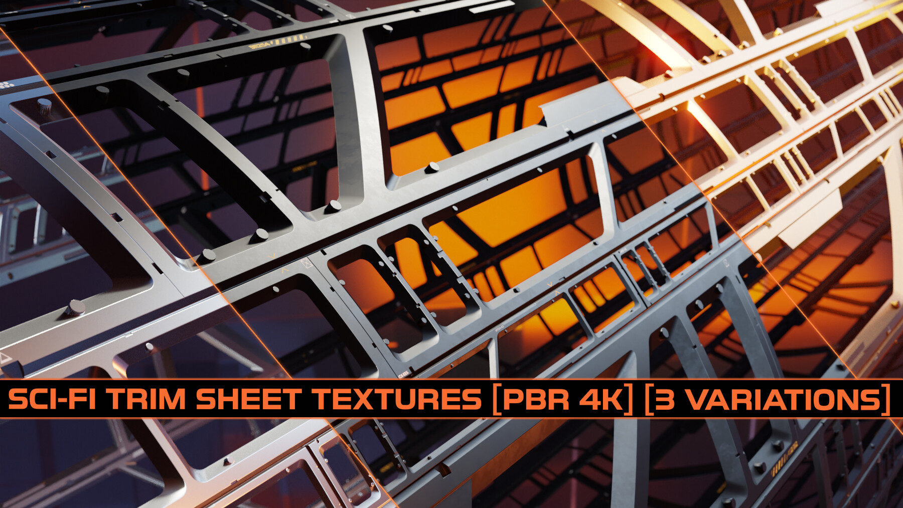 ArtStation - Sci fi Trim sheet texture 3 Variations With Alpha | Resources