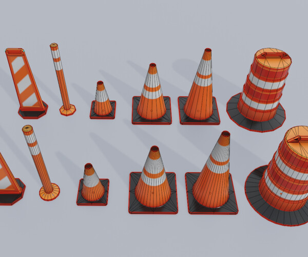 ArtStation - Generic Props: Stylized Traffic cones | Game Assets