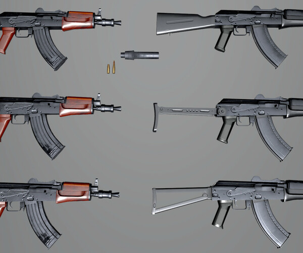 ArtStation - AKS Russian Assault Rifle 6 Variations | Game Assets