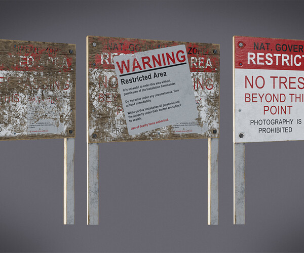 ArtStation - Top Secret Military Base / Research Facility Warning Signs ...