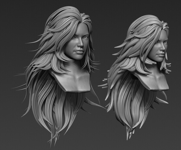ArtStation - Female Bust with Hair 4 | Resources
