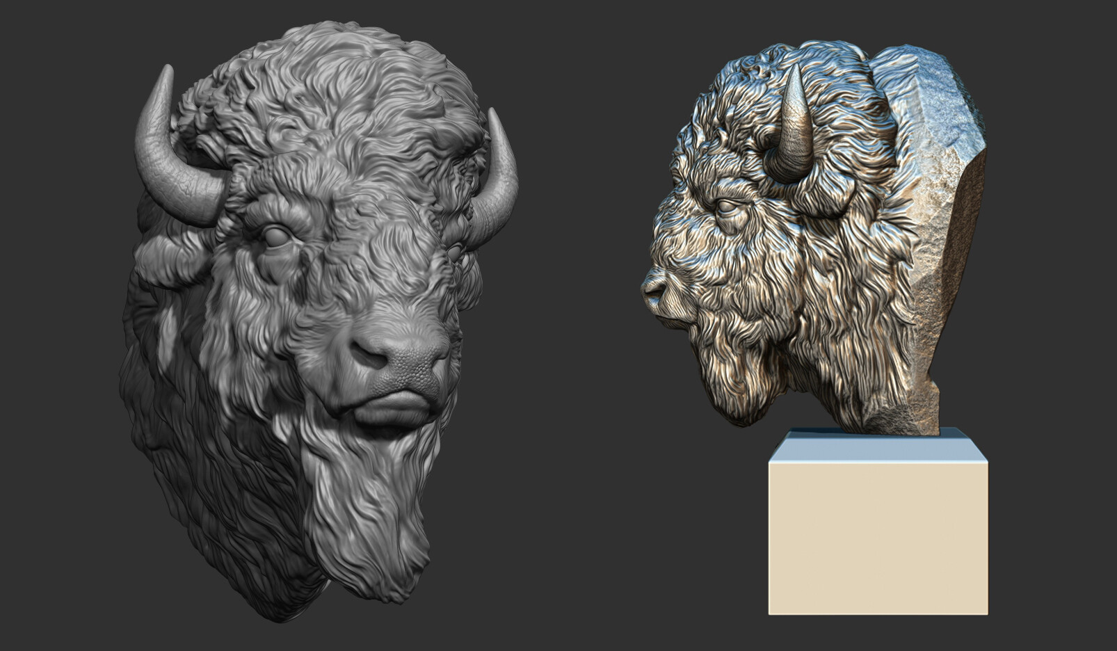 ArtStation - Bison bust | Resources