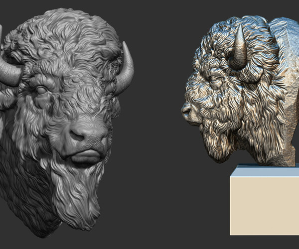 ArtStation - Bison bust | Resources