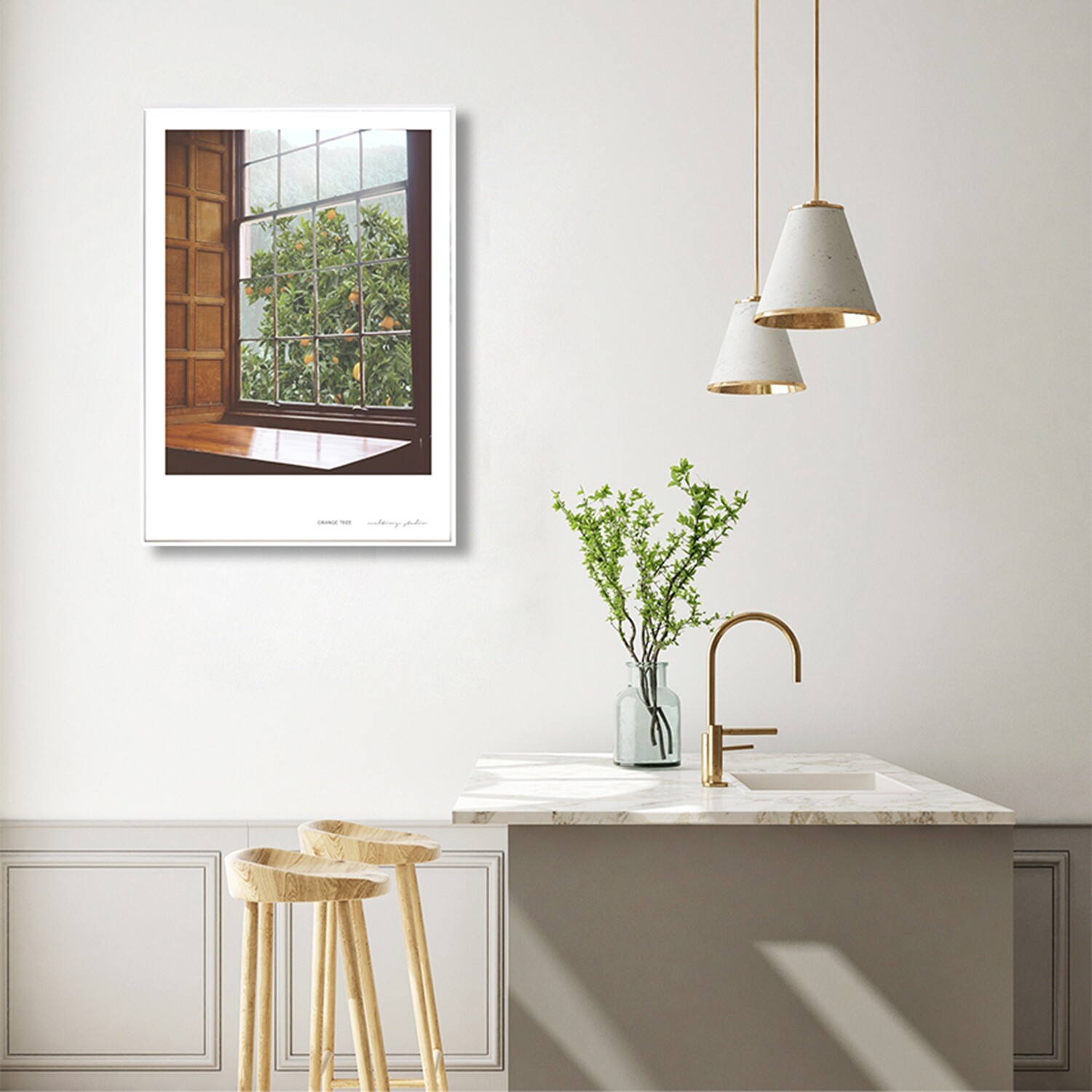 ArtStation - Home Cafe Nordic Living Room Interior Framed Poster ...
