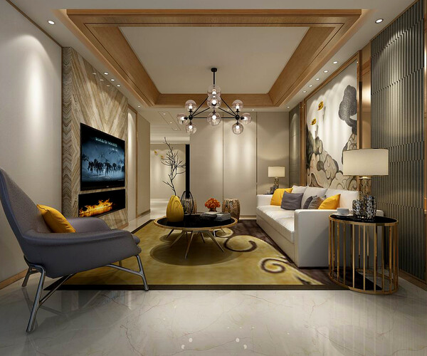 ArtStation - Stylish avant-garde living room design 120 | Resources