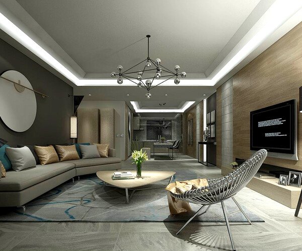 ArtStation - Stylish avant-garde living room design 160 | Resources