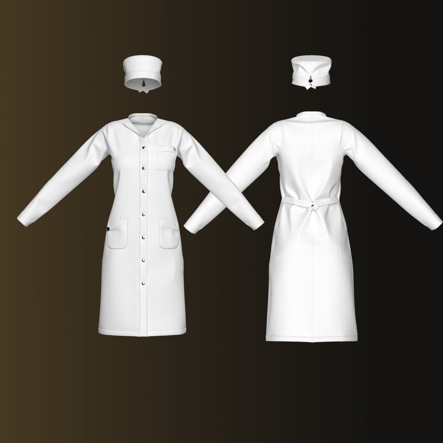 ArtStation - Female medical uniform. Clo 3D/MD project + OBJ, FBX files ...