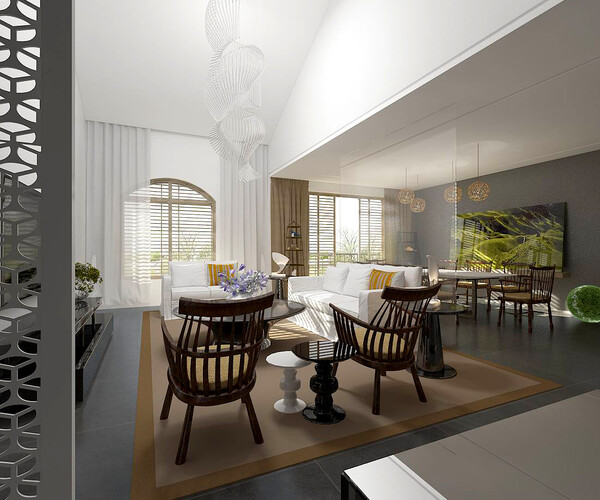 ArtStation - Stylish avant-garde living room design 199 | Resources