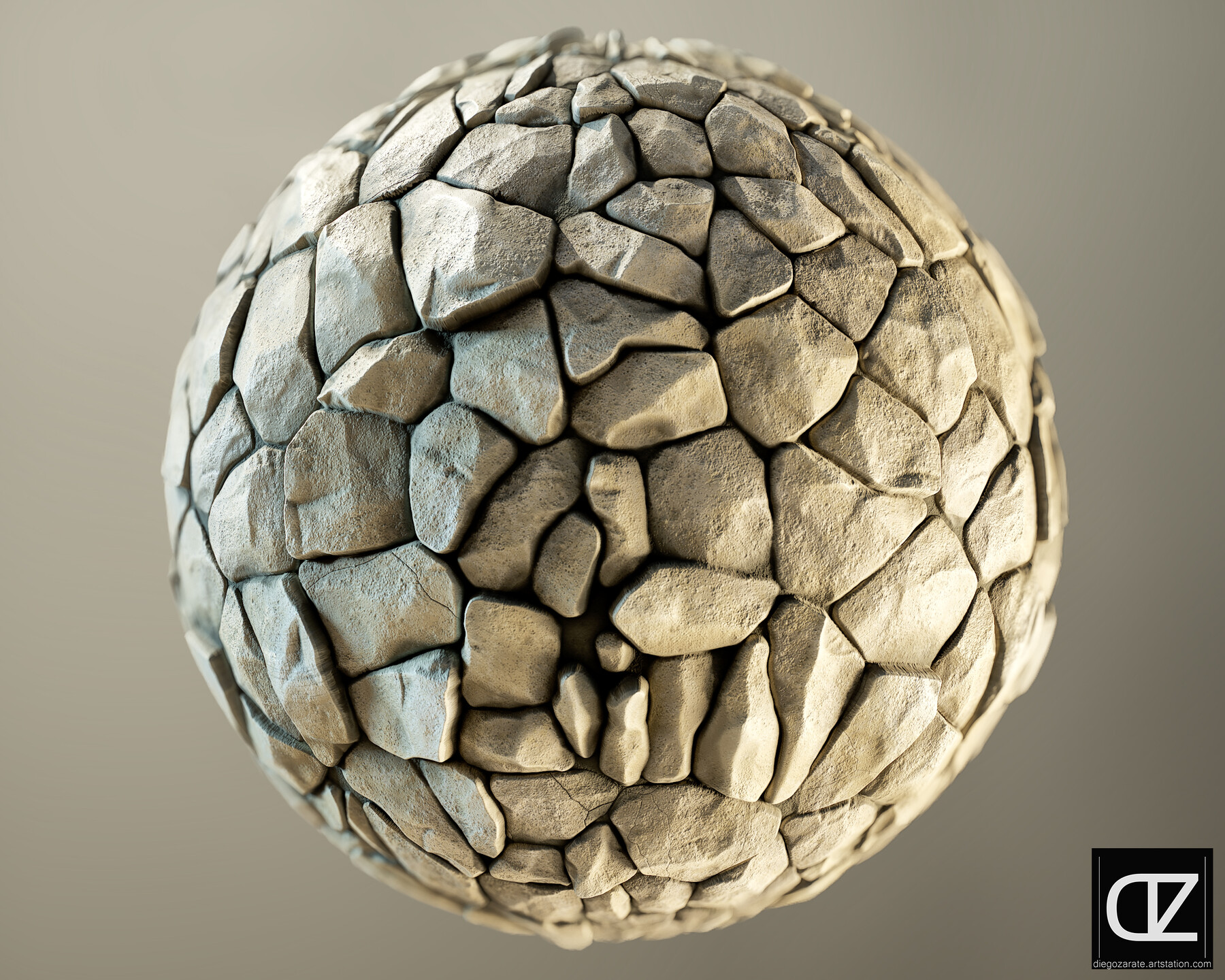 Diego Zarate - PBR - SOFT WHITE ROCKS SURFACE - 4K MATERIAL