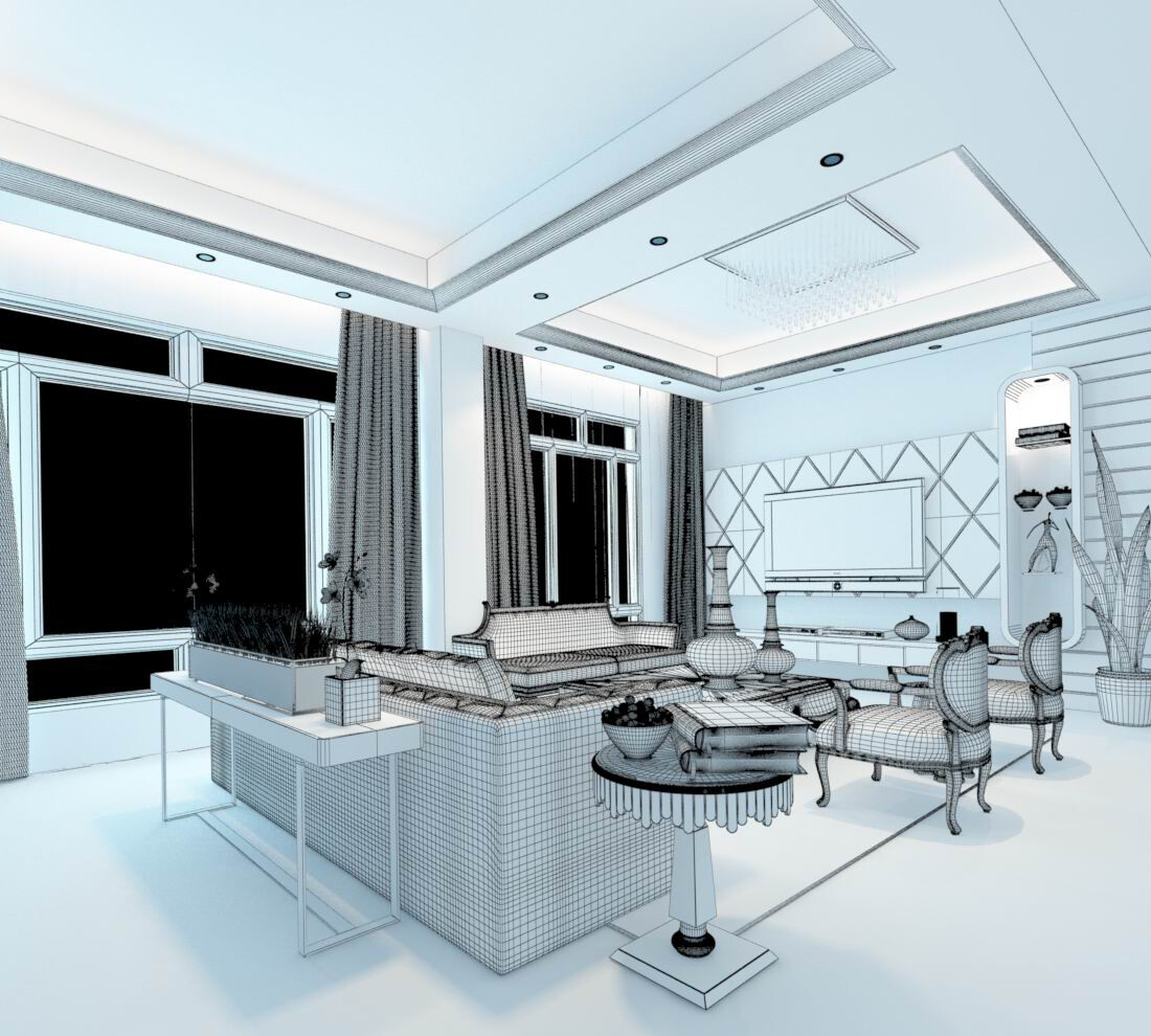 ArtStation - Modern fashion style interior living room -090 | Resources