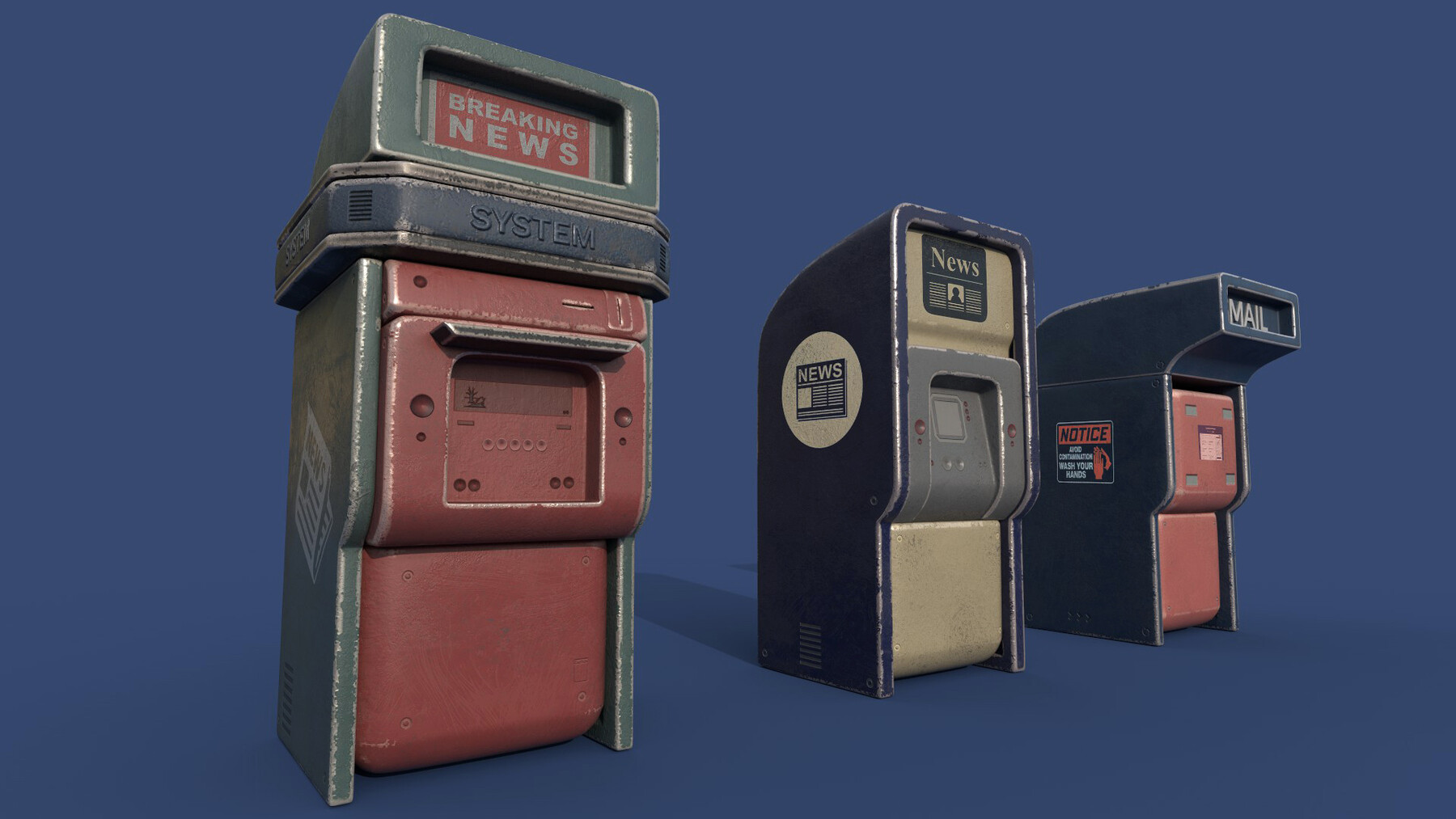 ArtStation - news stand series old game ready street assets low poly ...