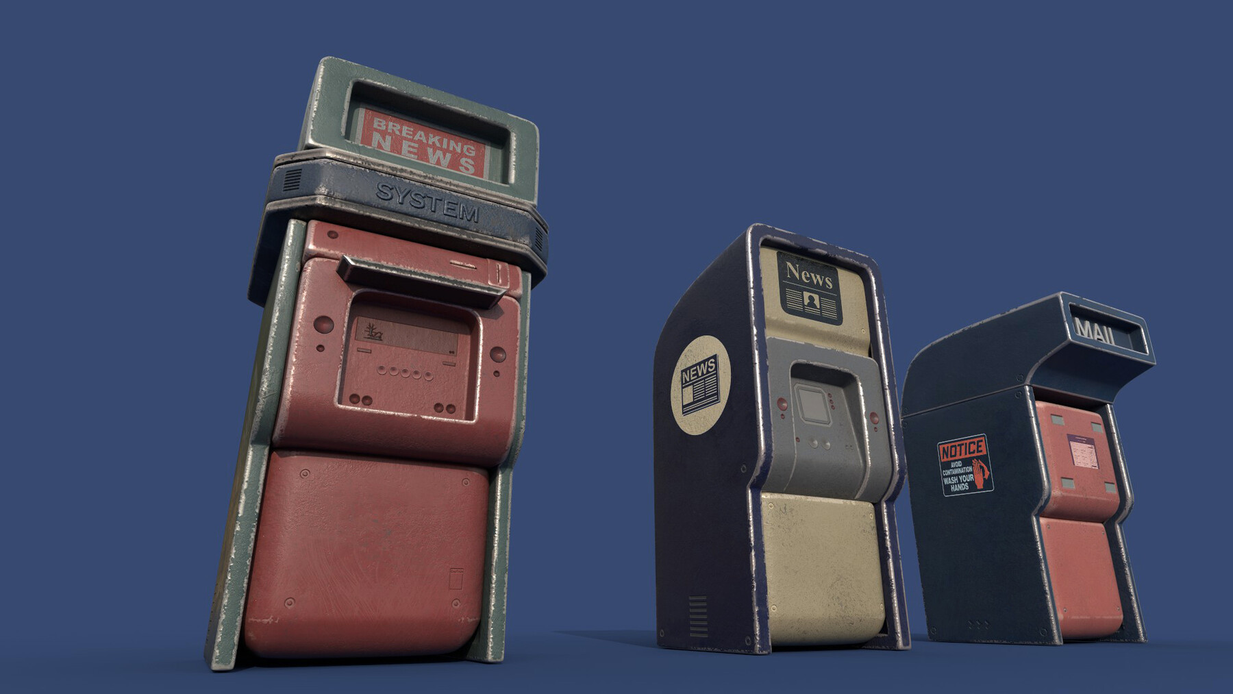 ArtStation - news stand series old game ready street assets low poly ...