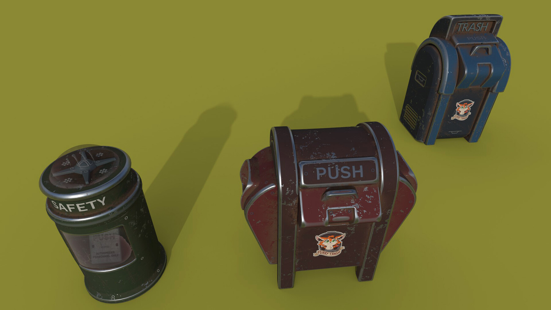 ArtStation - trash can series old game ready street assets low poly and ...