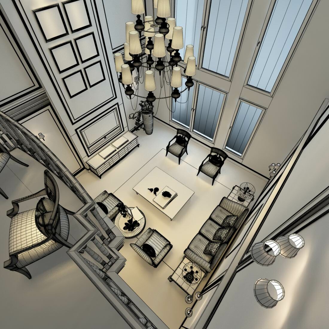 ArtStation - Modern fashion style interior living room -0141 | Resources