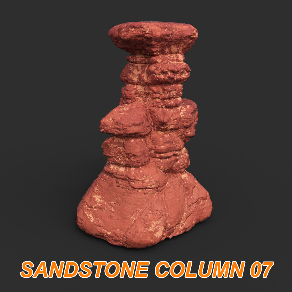 ArtStation - Low poly Sandstone Column 210907 | Game Assets