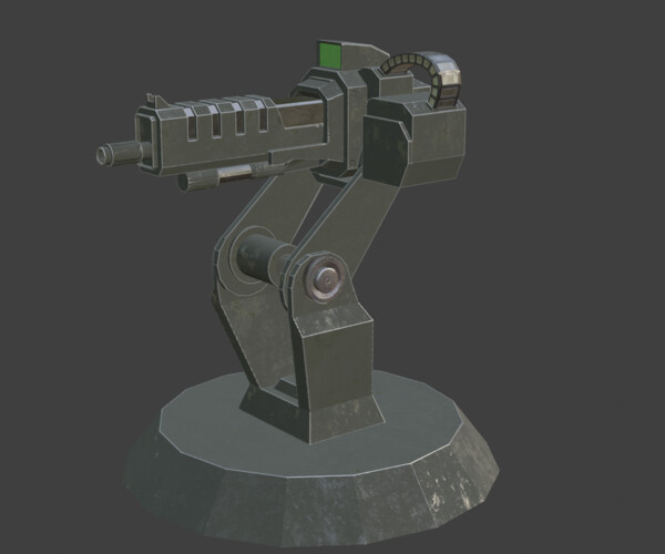 ArtStation - Machine Gun Turrent low poly PBR for game ready Low-poly ...