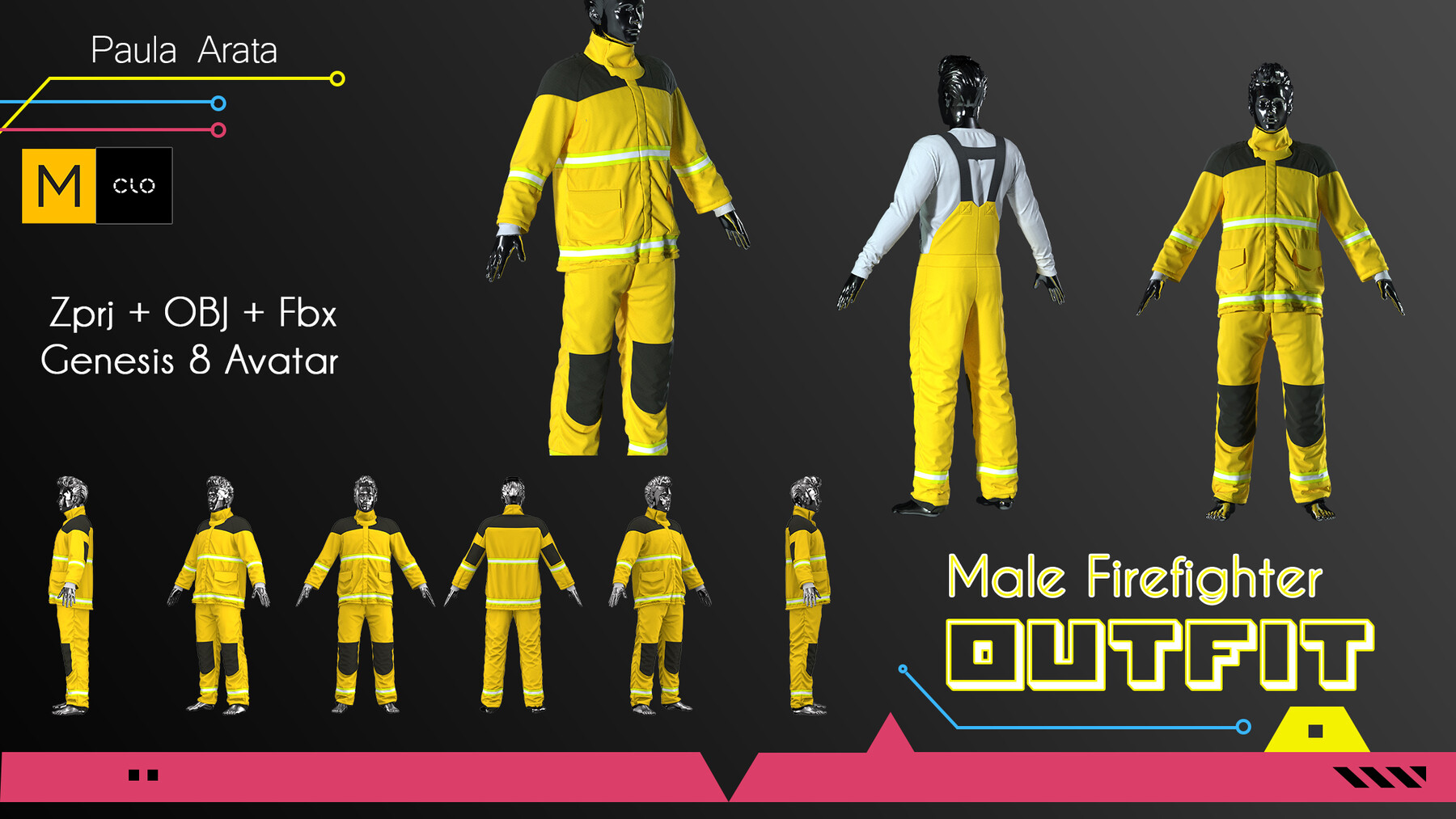 ArtStation - Male Firefighter Outfit CLO/Marvelous design | Game Assets