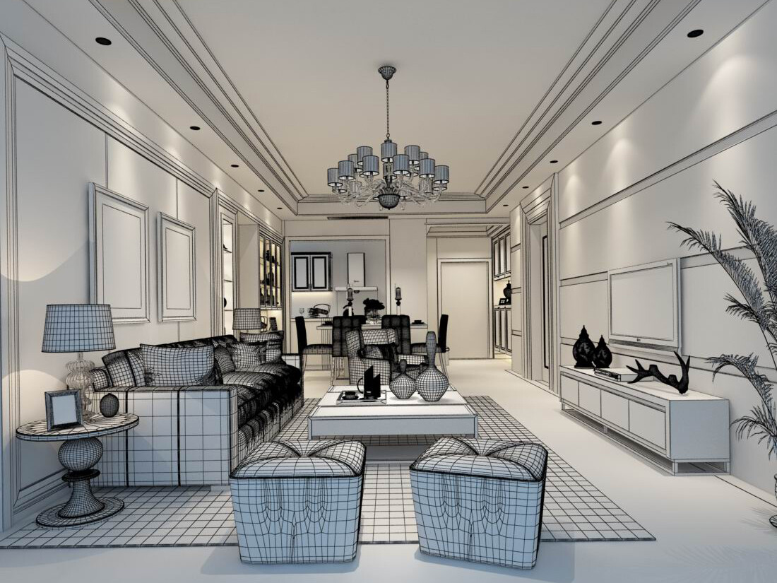 ArtStation - Modern fashion style interior living room -0230 | Resources