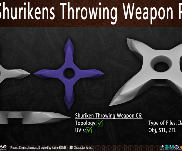 ArtStation - 10 Shuriken Throwing Weapons Pack 01 | Resources