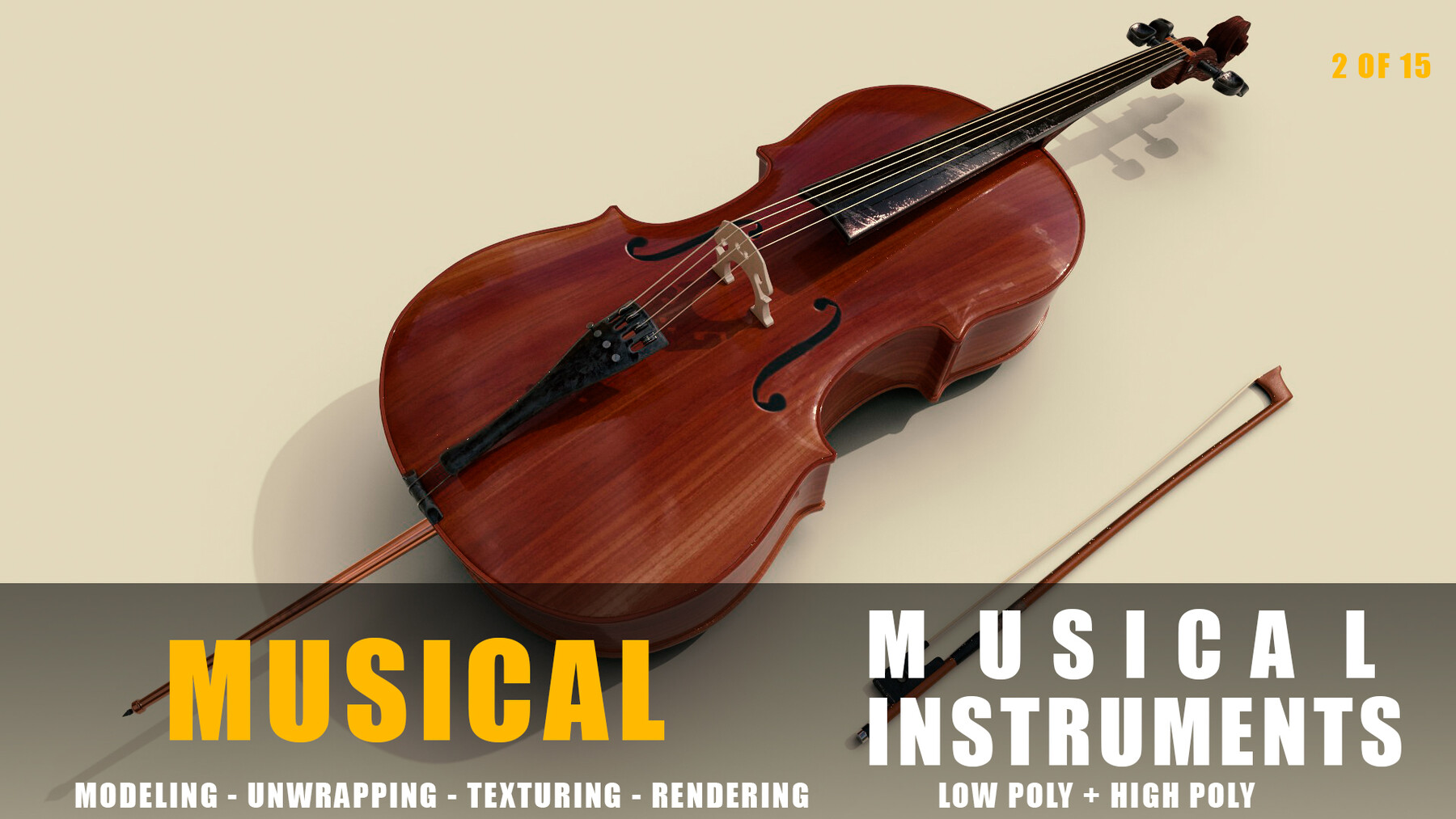 ArtStation - cello Musical instruments full detail low poly and high ...