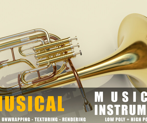 ArtStation - tenor horn instruments full detail low poly and high poly ...