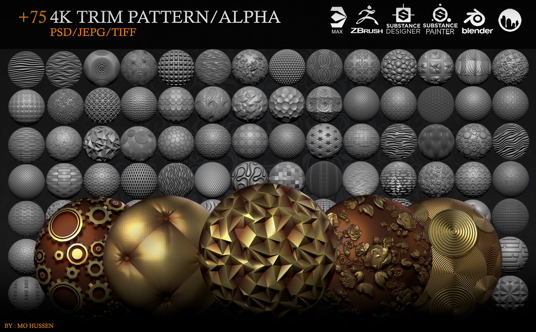 ArtStation - +75 4K Trim Alpha/Pattern | Brushes