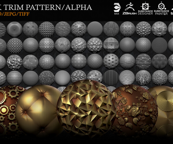ArtStation - +75 4K Trim Alpha/Pattern | Brushes