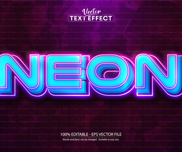 ArtStation - Neon text, neon style editable text effect on brick wall ...