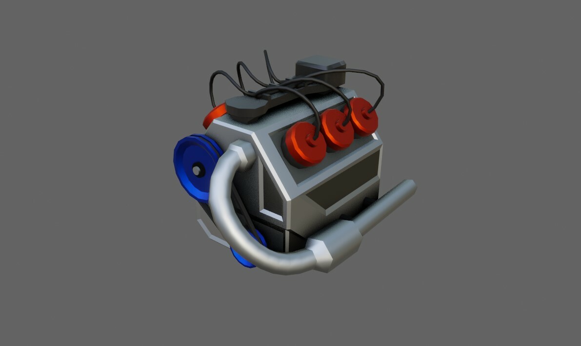 ArtStation - Car Motor - Engine V6 Low-poly 3D model | Game Assets