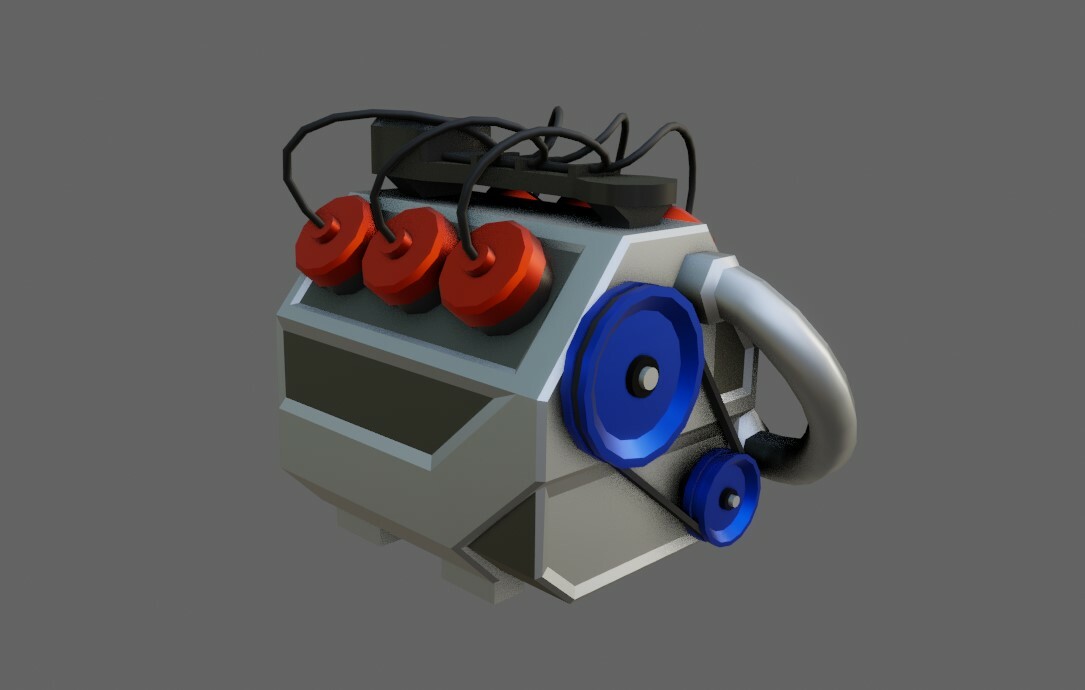 ArtStation - Car Motor - Engine V6 Low-poly 3D model | Game Assets