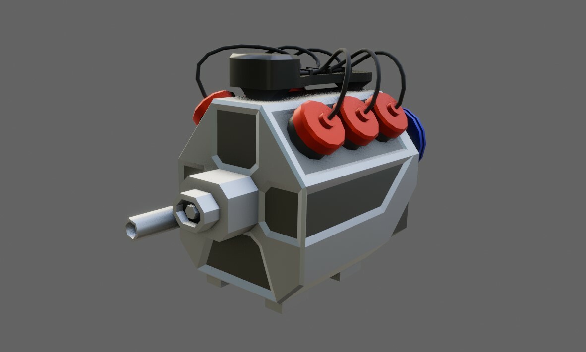 ArtStation - Car Motor - Engine V6 Low-poly 3D model | Game Assets