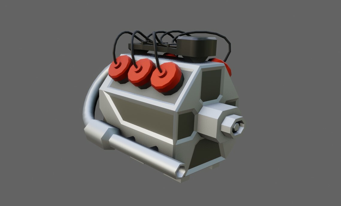 ArtStation - Car Motor - Engine V6 Low-poly 3D model | Game Assets