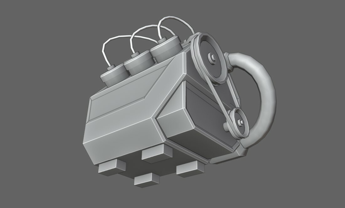 ArtStation - Car Motor - Engine V6 Low-poly 3D model | Game Assets