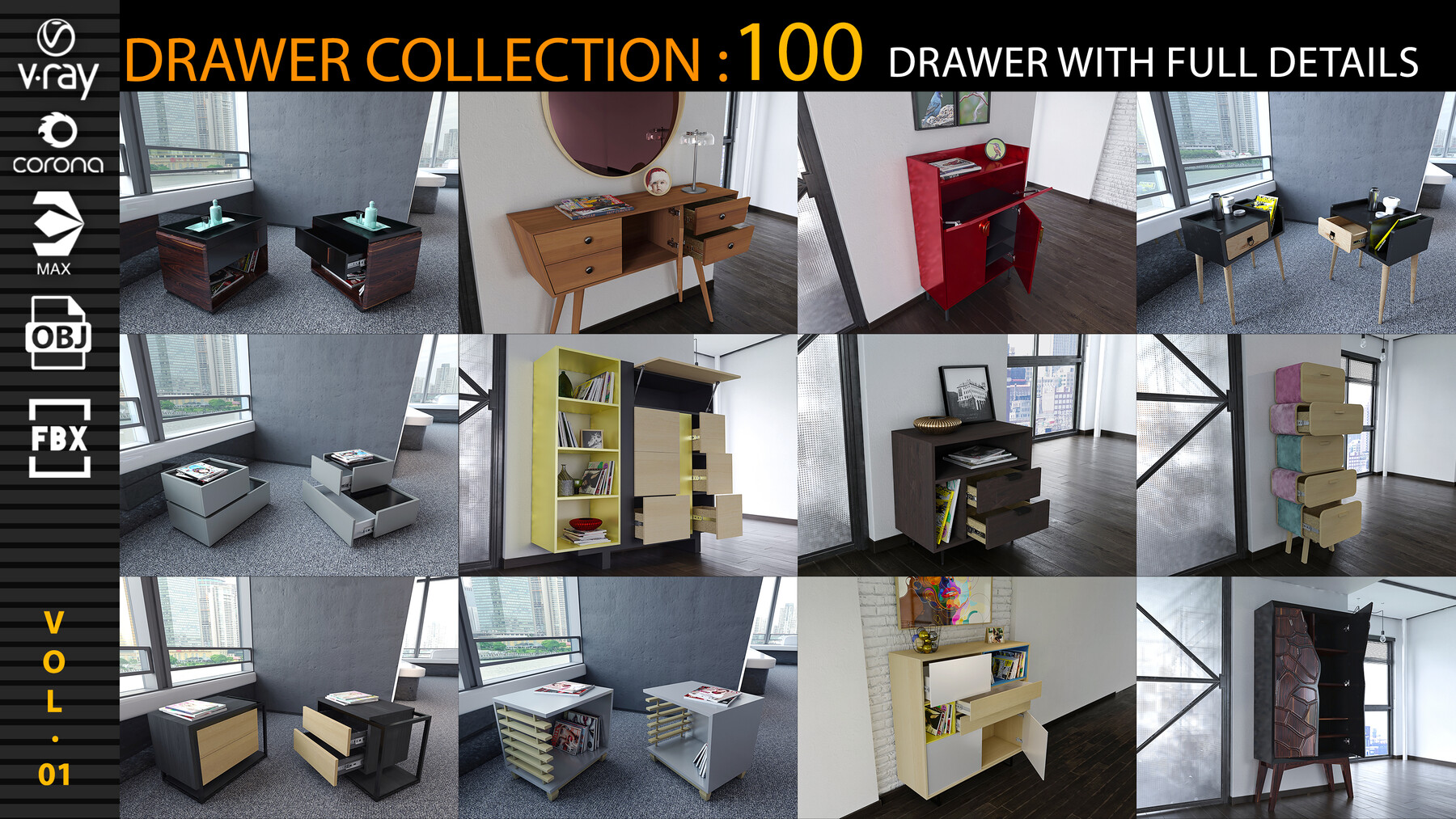 ArtStation - DRAWER COLLECTION: 100 Drawer With Full Detail + PBR ...