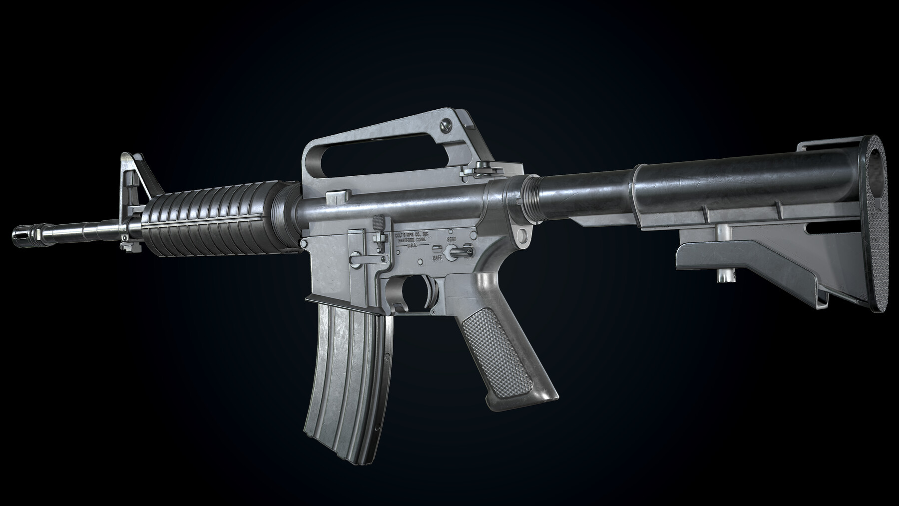 ArtStation - CAR-15 Assault-Rifle Worn PBR Low-poly 3D model | Game Assets