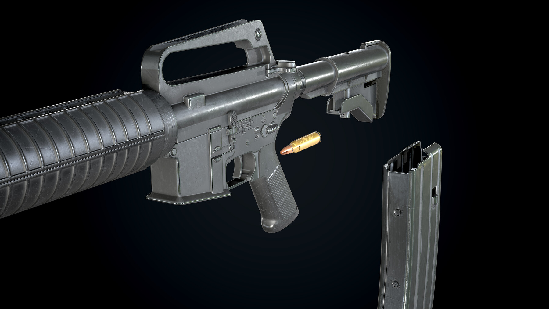 ArtStation - CAR-15 Assault-Rifle Worn PBR Low-poly 3D model | Game Assets