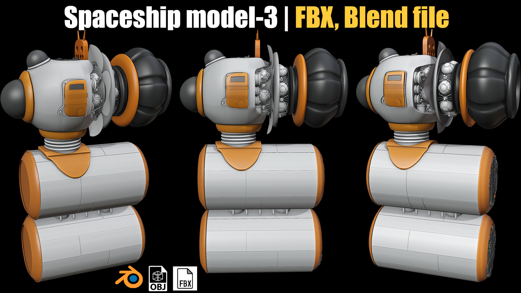 ArtStation - Spaceship model-3 | FBX, Blend file | Resources