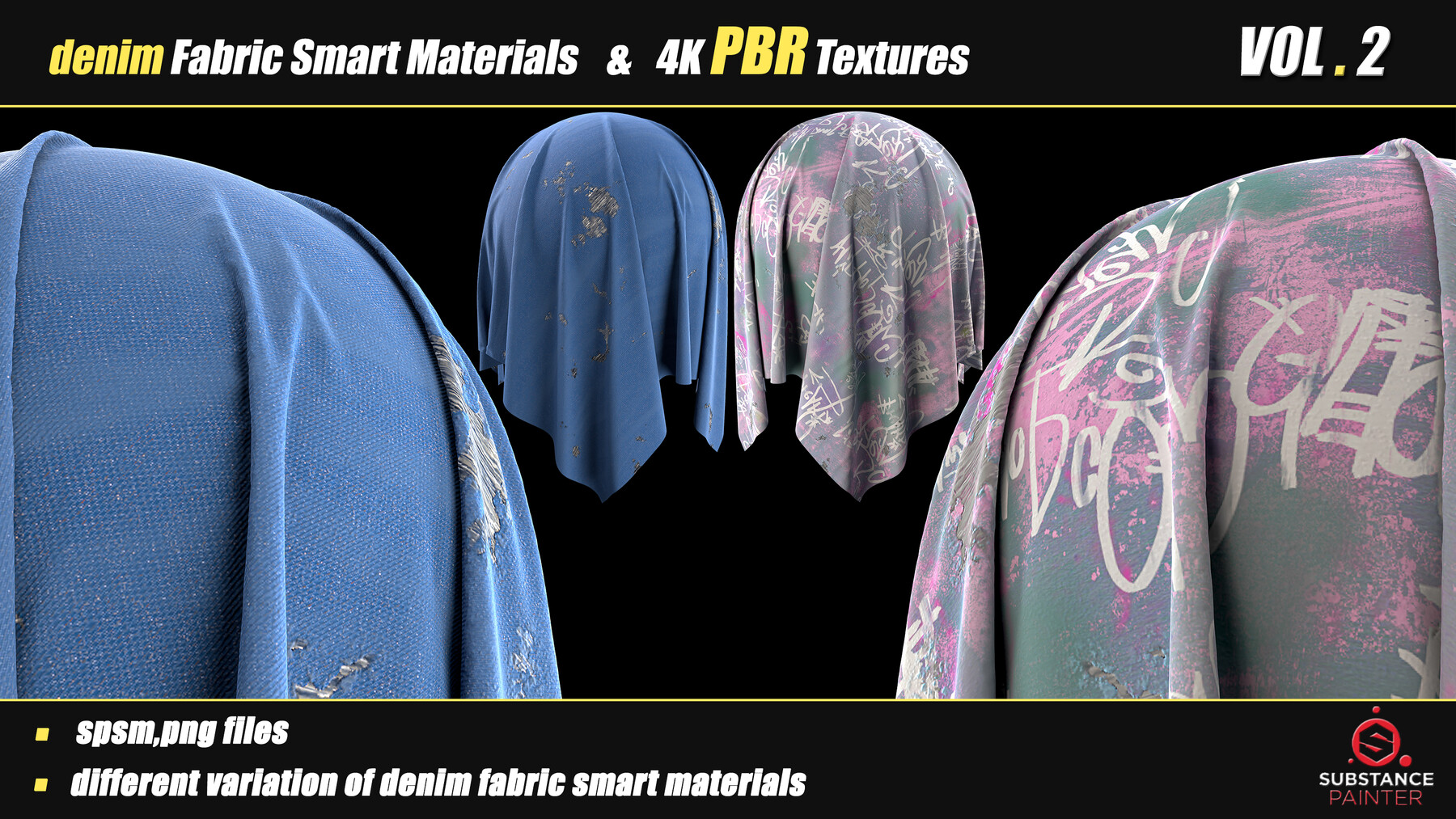 ArtStation - 30 Denim Fabric Smart Material Bundle + 4K PBR Texture_VOL ...