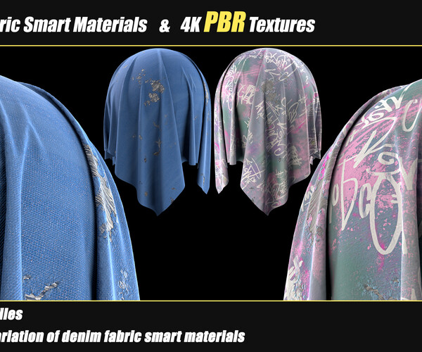 ArtStation - 30 Denim Fabric Smart Material Bundle + 4K PBR Texture_VOL ...