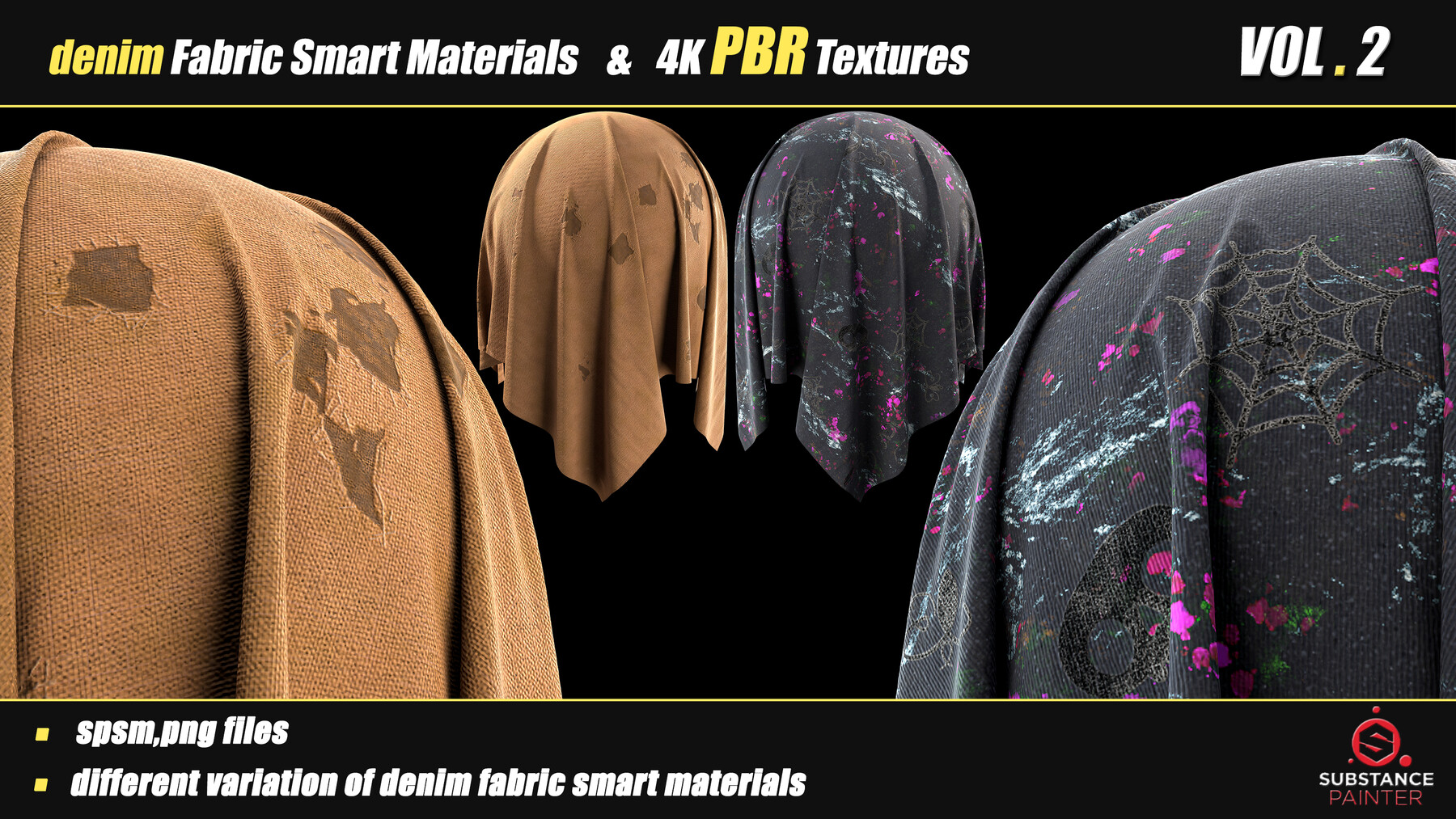 ArtStation - 30 Denim Fabric Smart Material Bundle + 4K PBR Texture_VOL ...