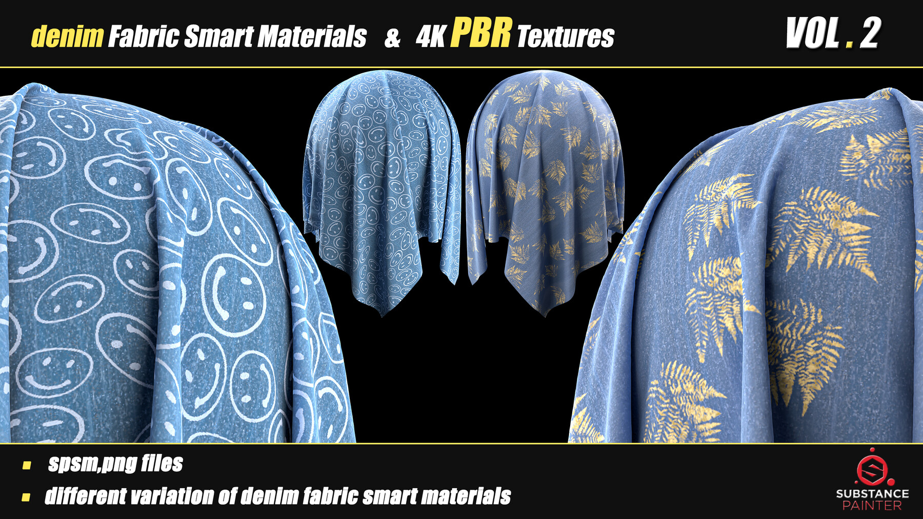 ArtStation - 30 Denim Fabric Smart Material Bundle + 4K PBR Texture_VOL ...