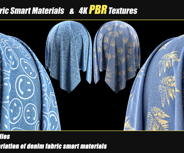 ArtStation - 30 Denim Fabric Smart Material Bundle + 4K PBR Texture_VOL ...