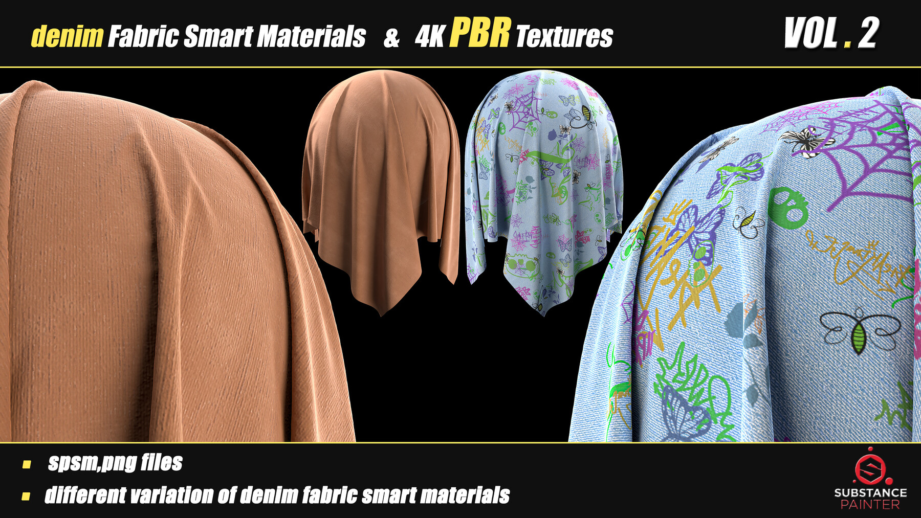 ArtStation - 30 Denim Fabric Smart Material Bundle + 4K PBR Texture_VOL ...
