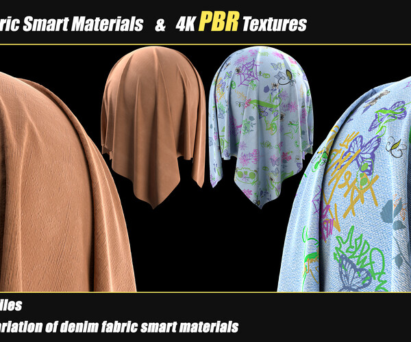 ArtStation - 30 Denim Fabric Smart Material Bundle + 4K PBR Texture_VOL ...